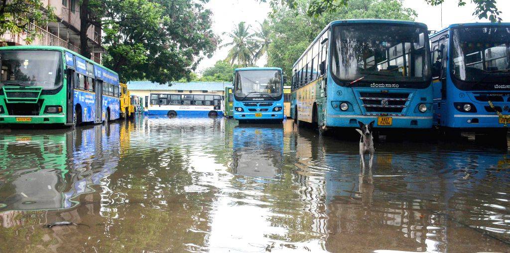 Heavy Rain Causes Waterlogging at BMTC Depot