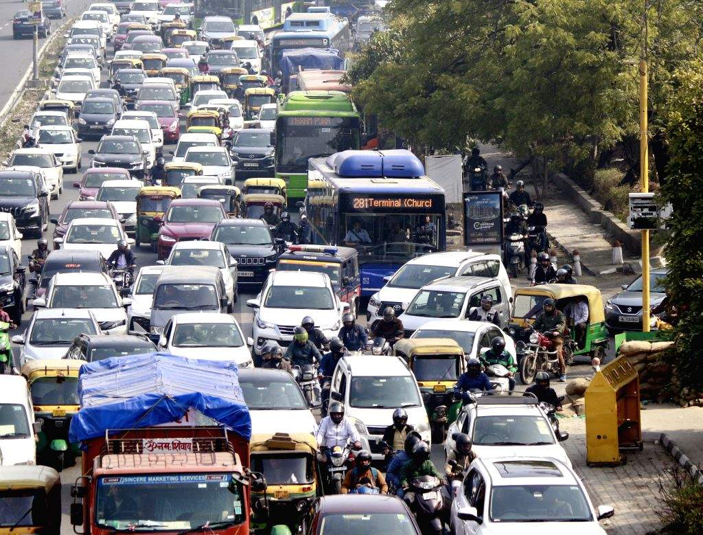Heavy traffic congestion near ITO as vehicles move slowly amid rush hour