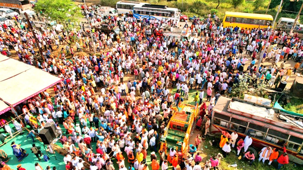 Bargarh: Huge crowd of supporters seen as BJP candidate Pradip Purohit ...