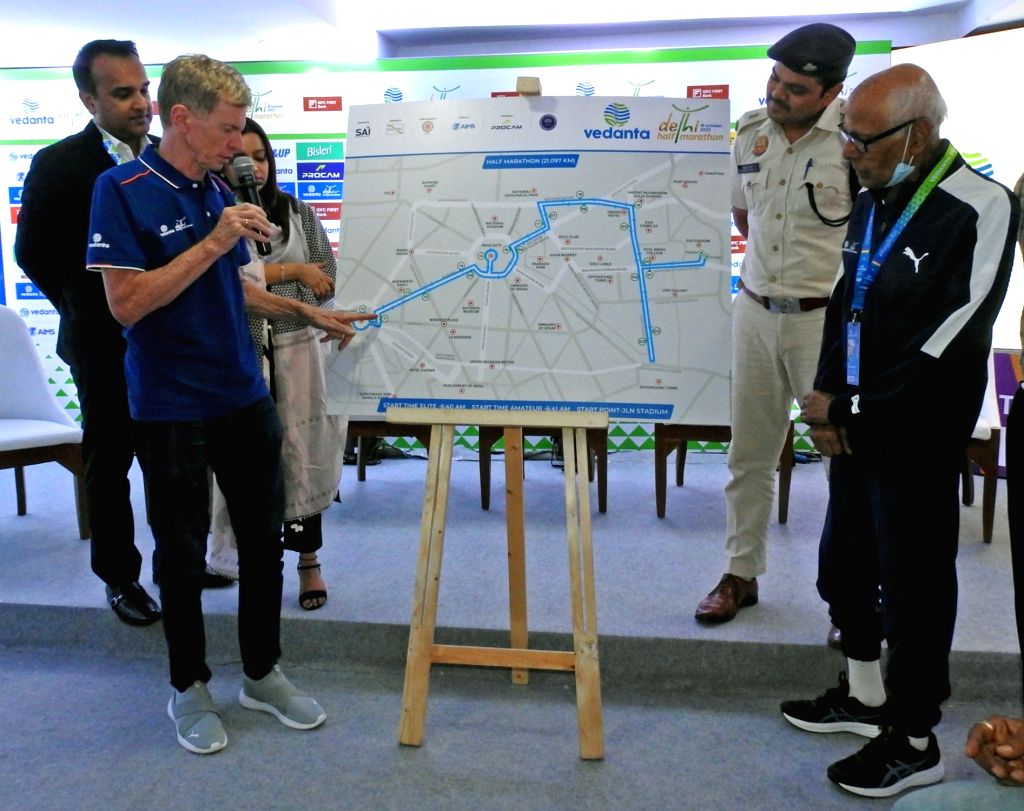 Hugh Jones, General secretary Aims, and Race Director shows the route