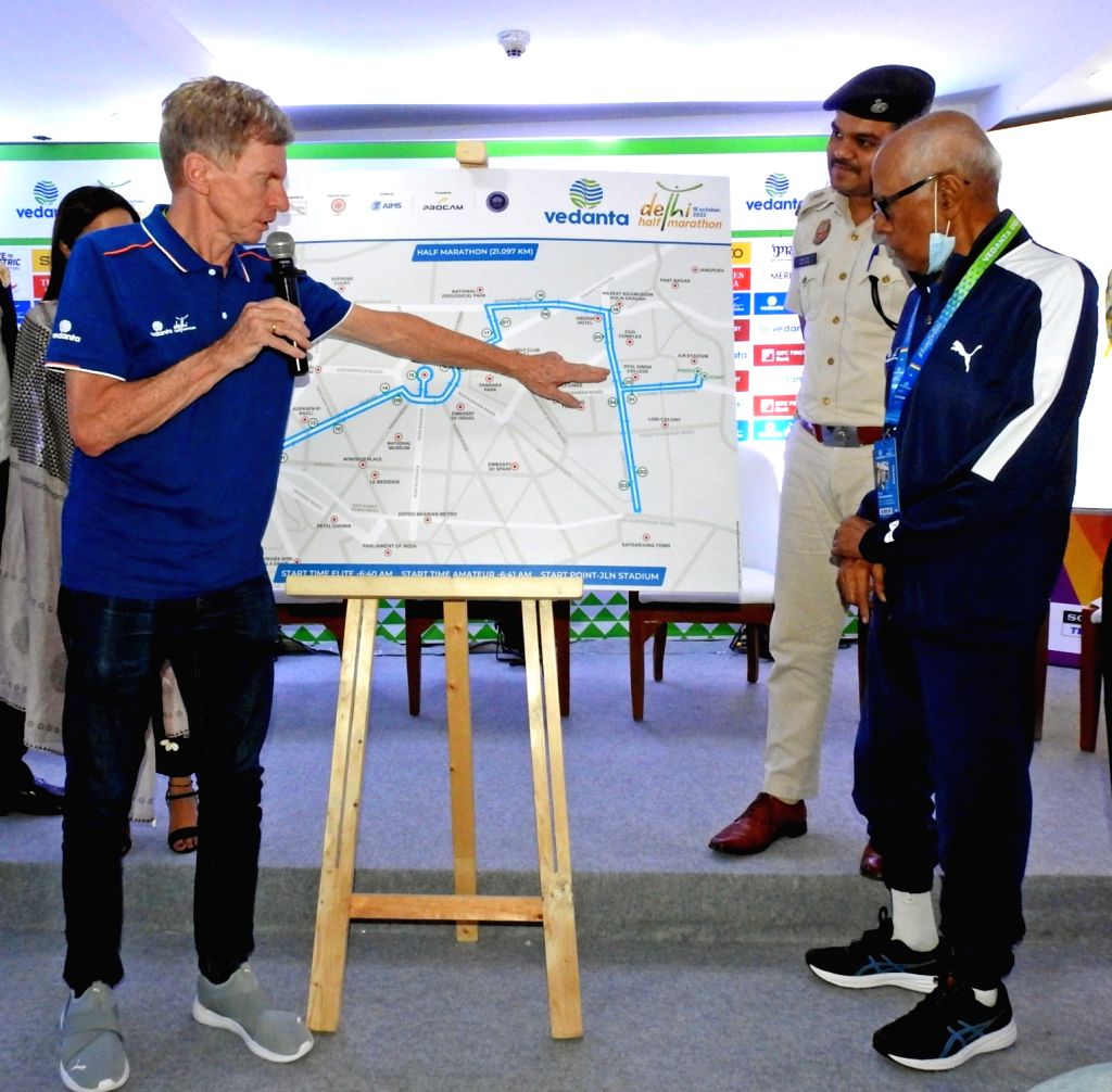 Hugh Jones, General secretary Aims, and Race Director shows the route
