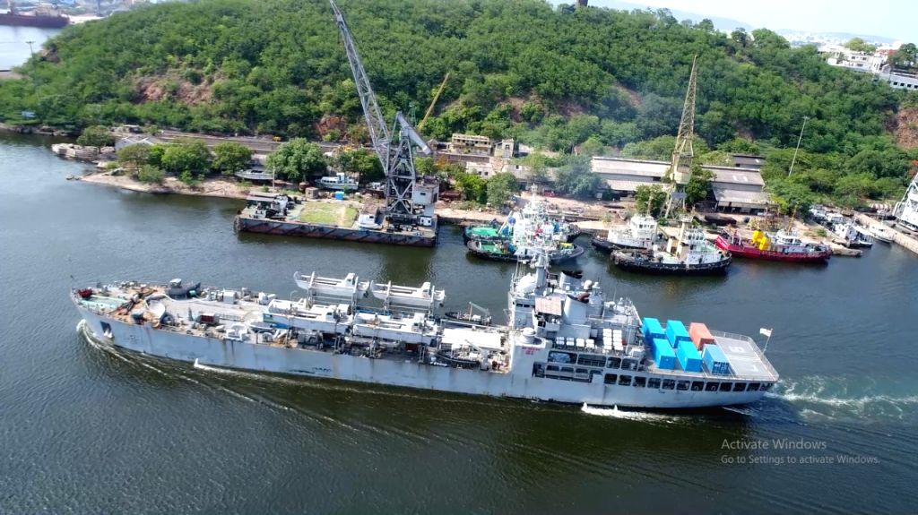 Hyderabad : INS Airavat arrives at Visakhapatnam with COVID Relief ...