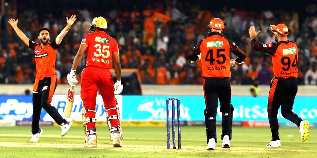Hyderabad : SRH bowler Mayank Markande celebrates after taking the ...