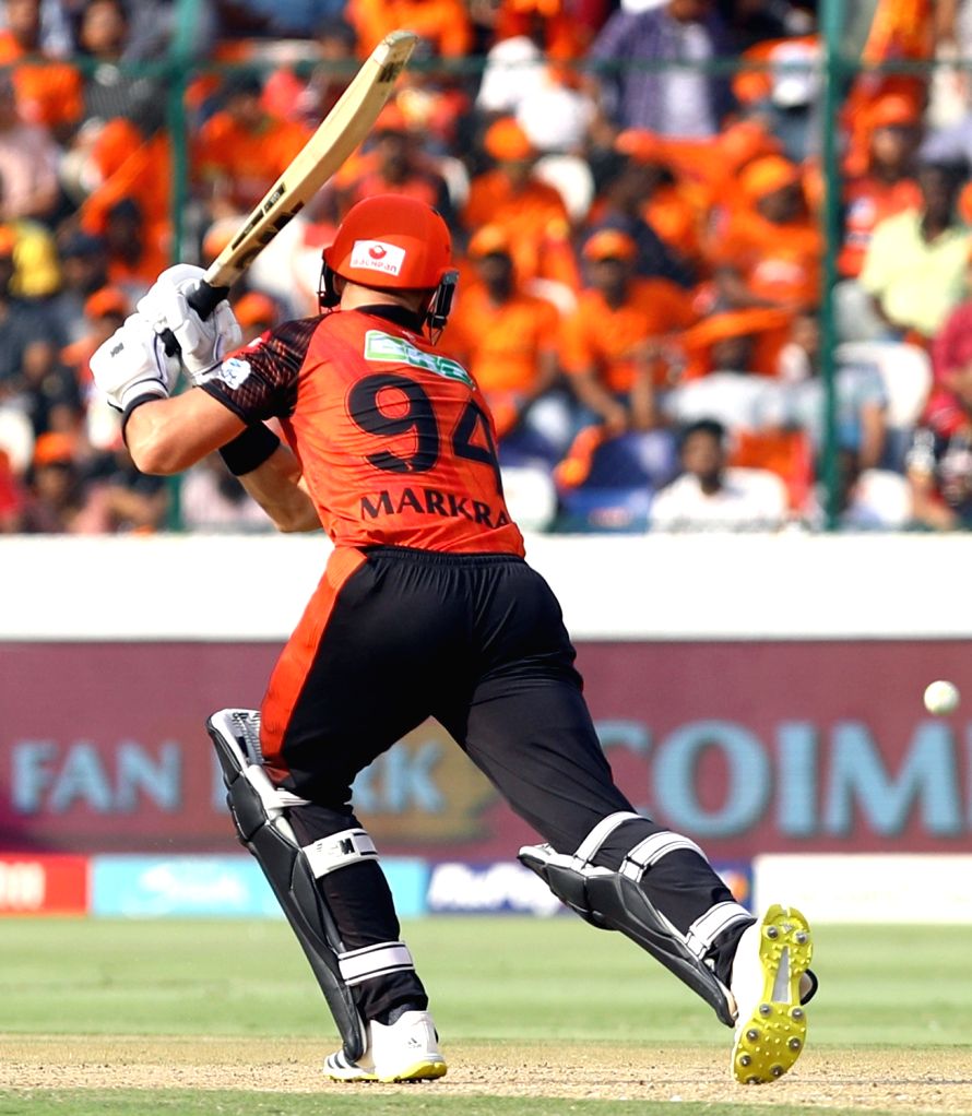 Hyderabad : SRH's captain Aiden Markram plays a shot during the IPL ...