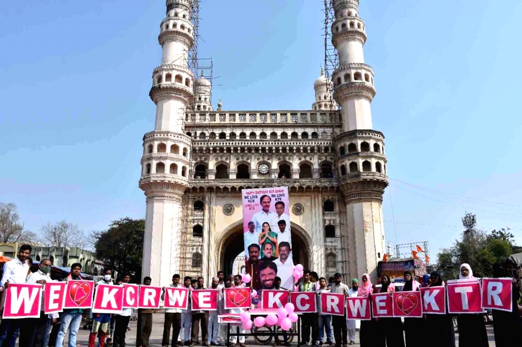 Telangana Rashtra Samithi(TRS) party leaders and supporters from the ...