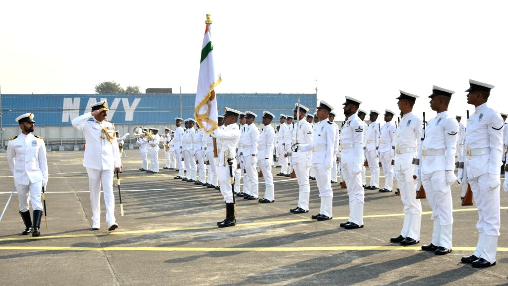 Vice Admiral Dinesh K. Tripathi during command ceremonial parade