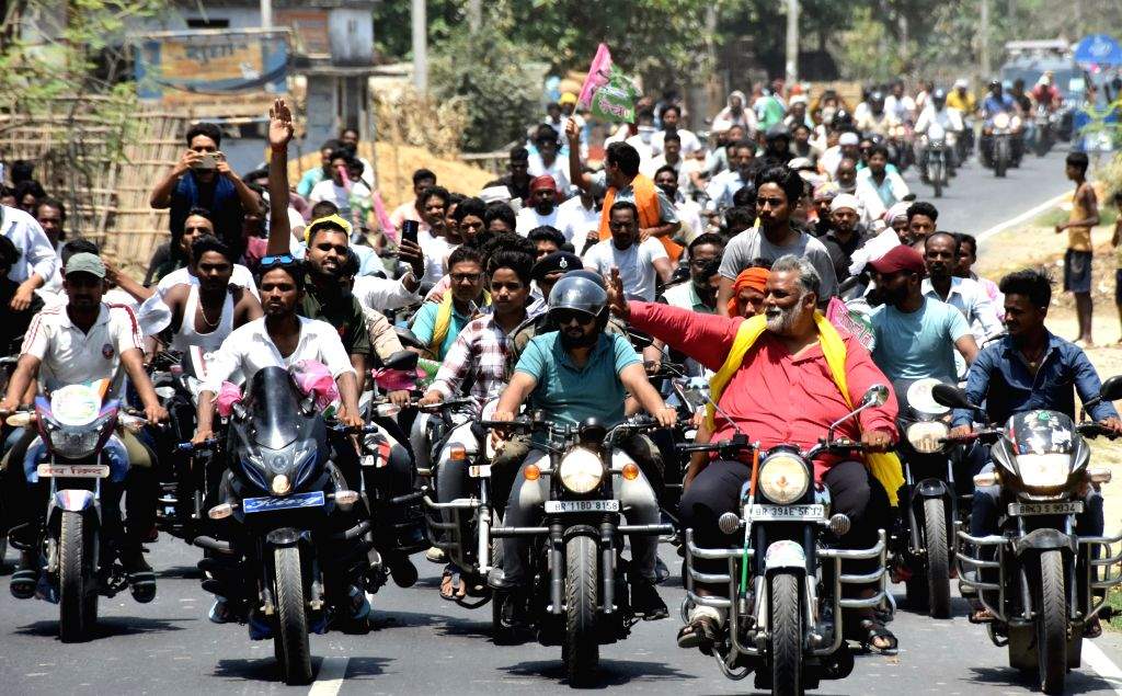 Independent candidate from the Purnia Lok Sabha seat Pappu Yadav ...
