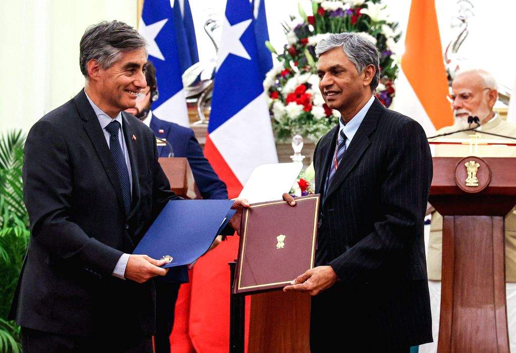 India-Chile joint press meet at Hyderabad House