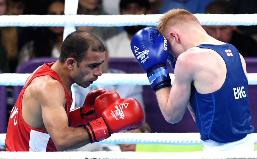 India's Amit Panghal in action during the final match of the menâ s ...