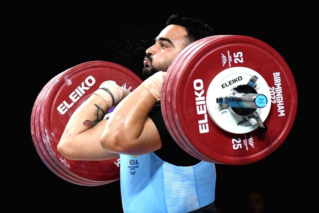 India's Lovepreet Singh competes in the men's 109 kg category ...