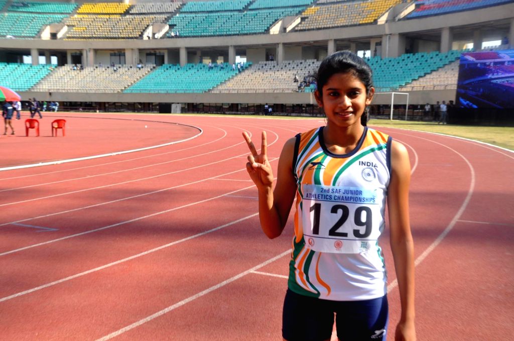 Meghna Shetty winner of 110 meter hurdles (women) during SAF Junior ...