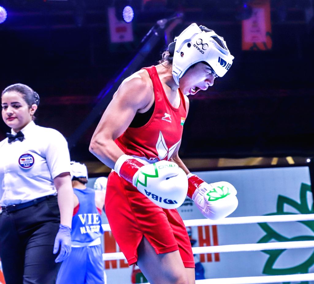 New Delhi : India's Nikhat Zareen celebrates after winning in 50 kg ...