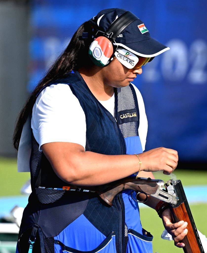 India's Shreyasi Singh during the women's trap qualification round at ...