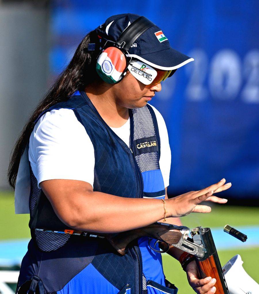India's Shreyasi Singh during the women's trap qualification round at ...