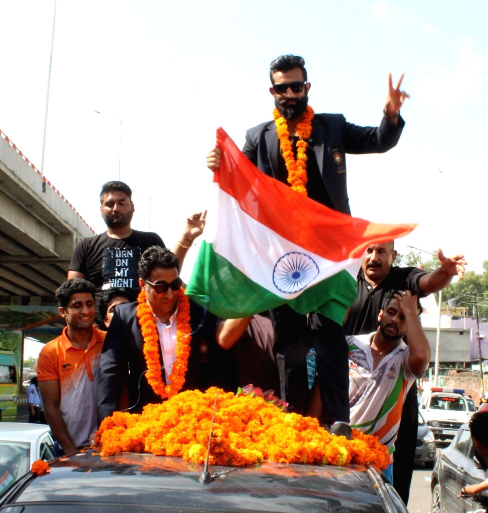 Surya Bhanu Partap Singh welcomed on his arrival at Jammu Airport