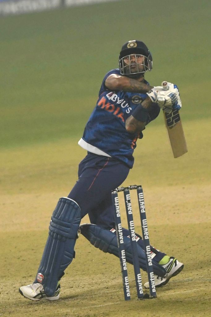 :Kolkata:Indiaâ s Suryakumar Yadav plays a shot during the first ...