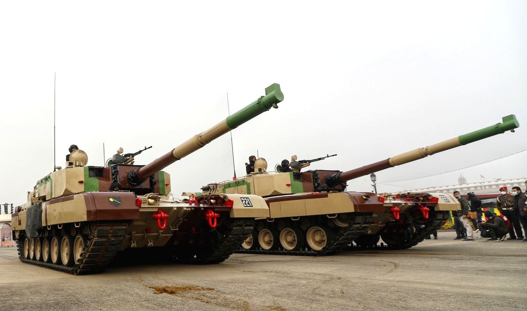 Indian army tank during the rehearsal