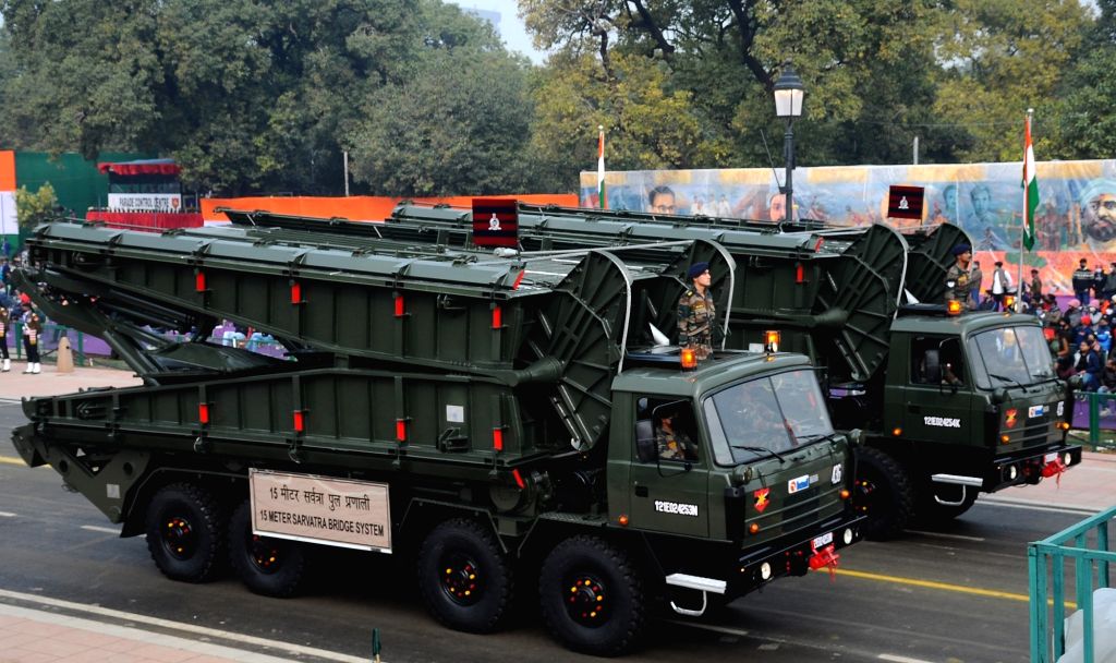 Indian Army vehicle during the full dress rehearsal
