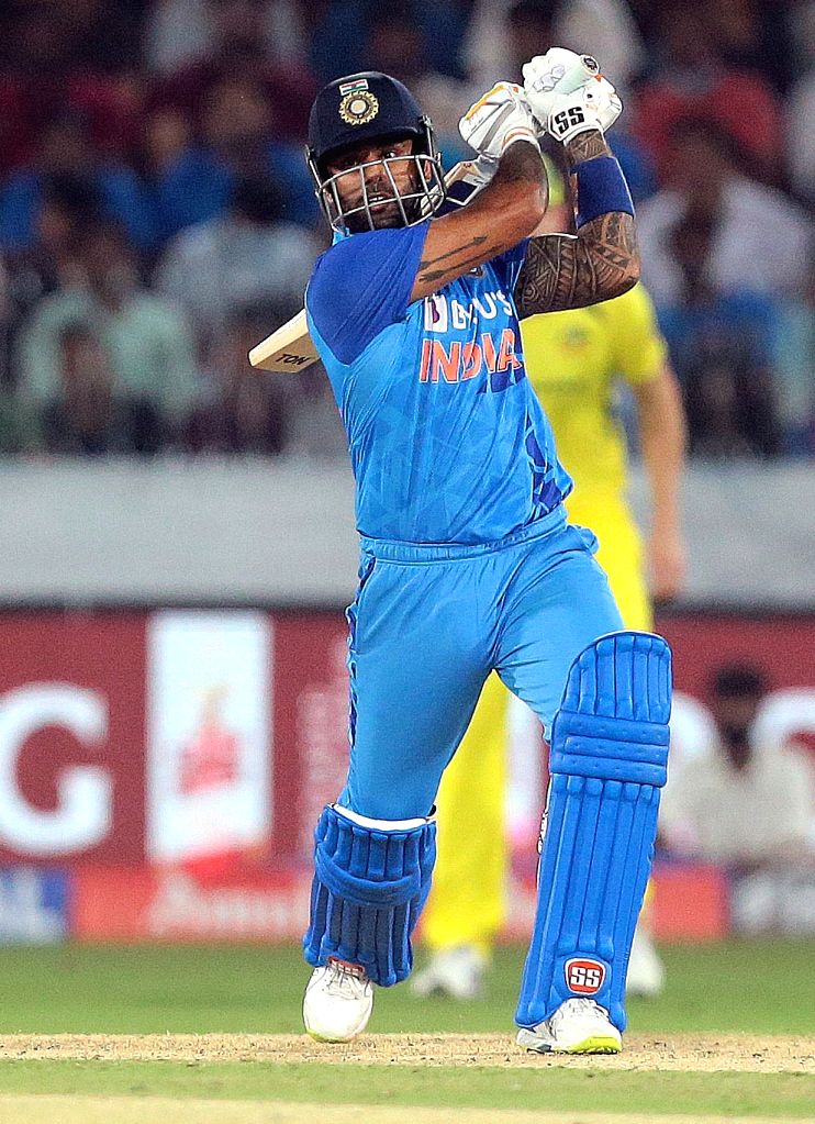 Hyderabad : Indian batsman Surya Kumar Yadav plays a shot
