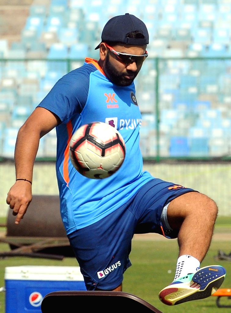 Indian Cricket team captain Rohit Sharma during a practice session