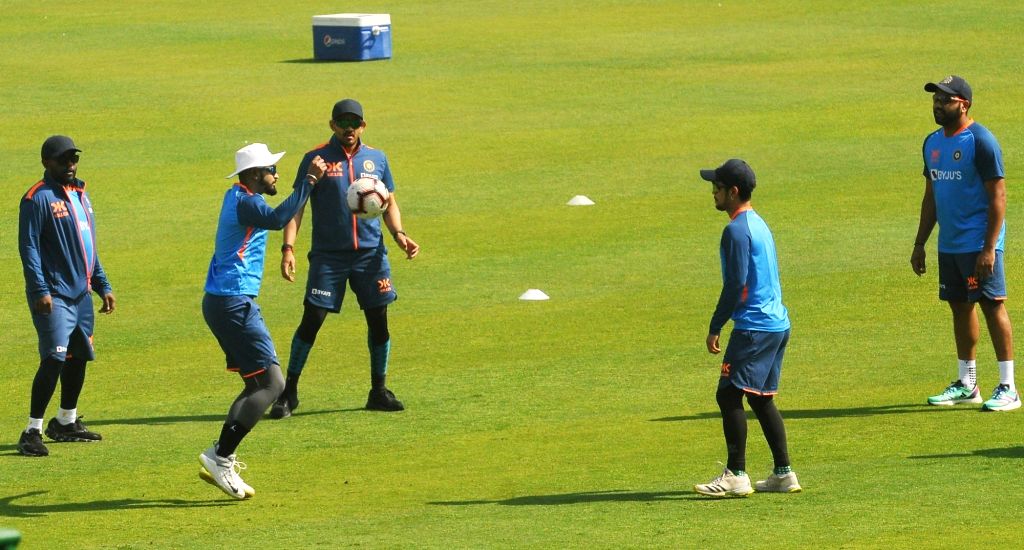 Indian Cricket team players during a practice session