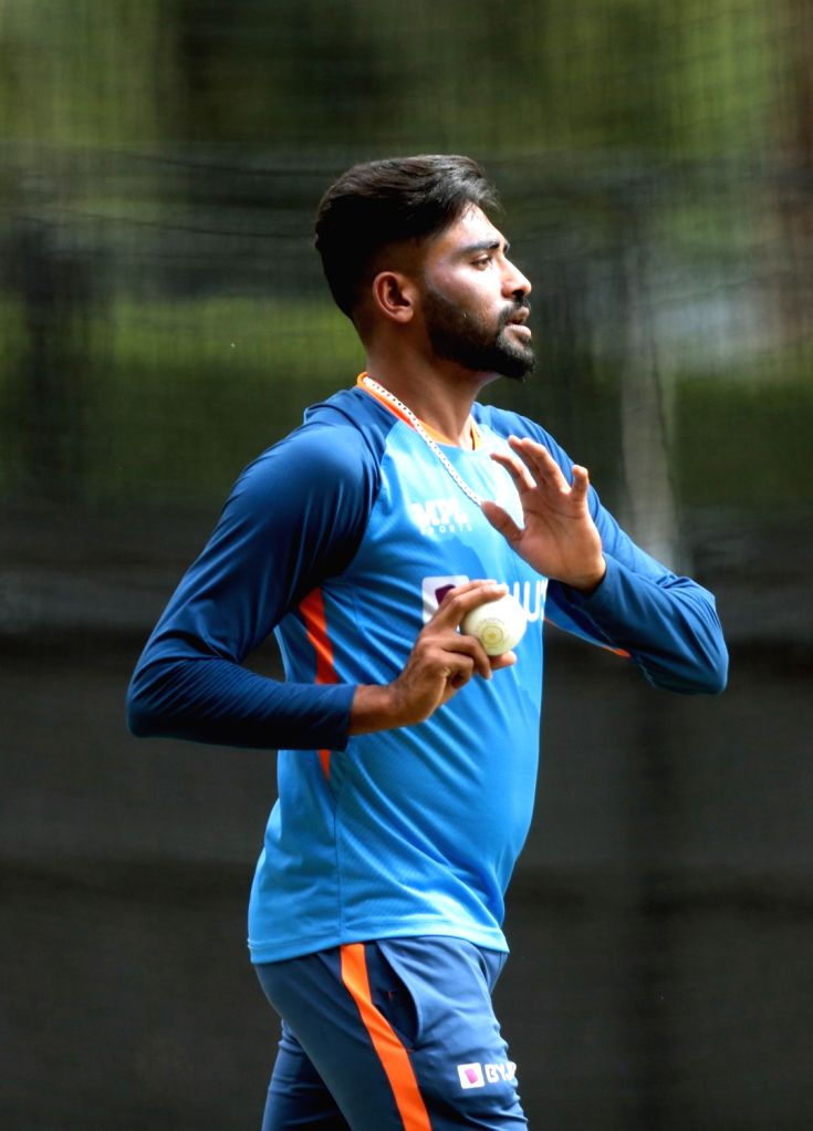 :Adelaide:Indian Cricketer Mohammed Siraj during practice session.