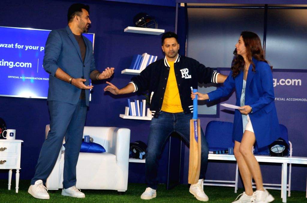 Indian Former cricketer Zaheer Khan and Bollywood actor Varun Dhawan ...