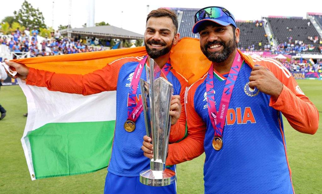 Indian players celebrate their victory in the ICC Men's T20 Cricket ...