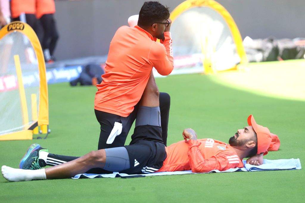 Indian players during a practice session ahead of their ICC World Cup match