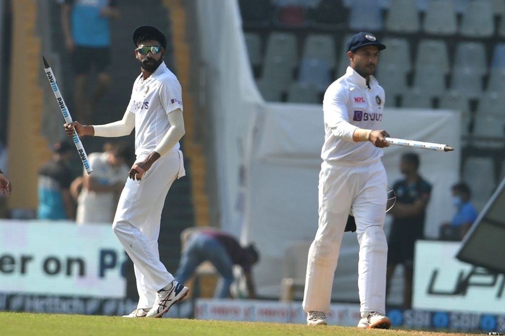 :Mumbai:Indian Players Mayank Aggarwal and Mohammed Siraj after winning ...