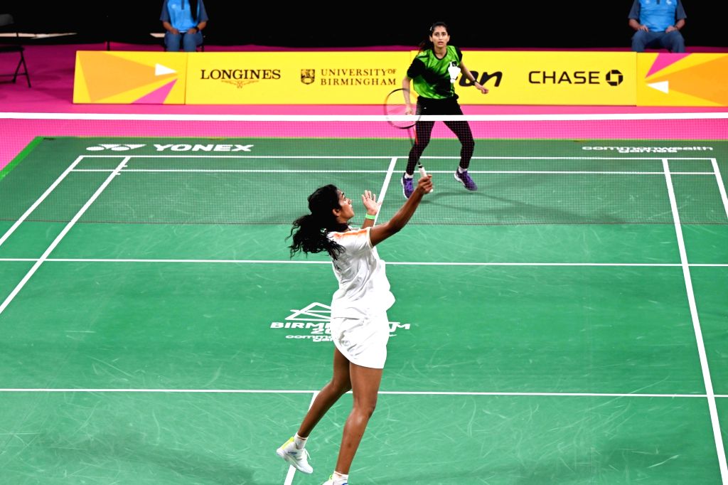 Indian shuttler P.V. Sindhu in action against Shahzad Mahoor of ...