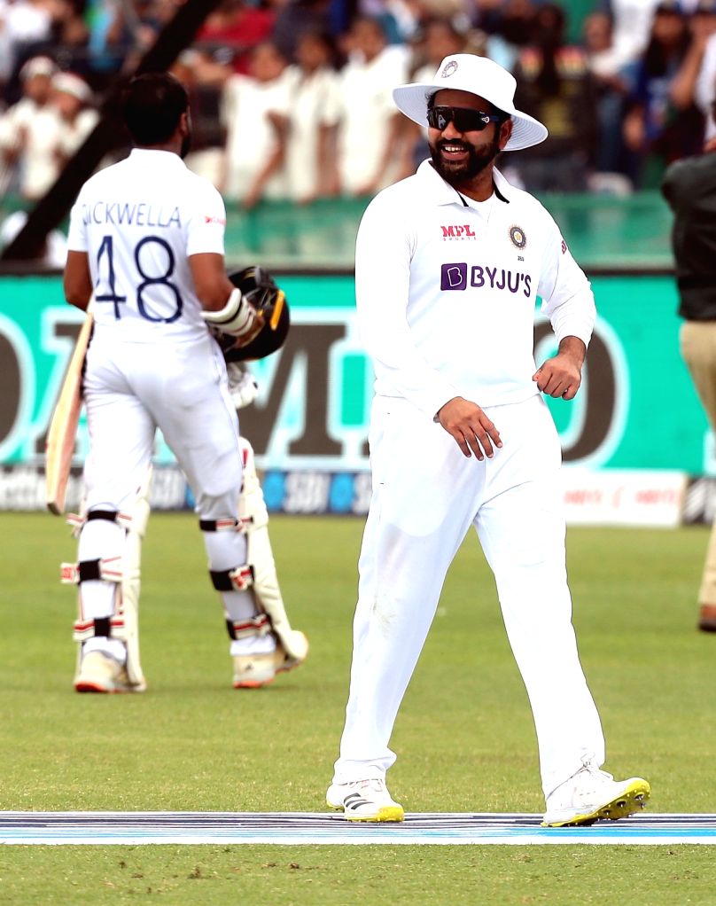 :Mohali:Indian Team captain Rohit Sharma celebrates.
