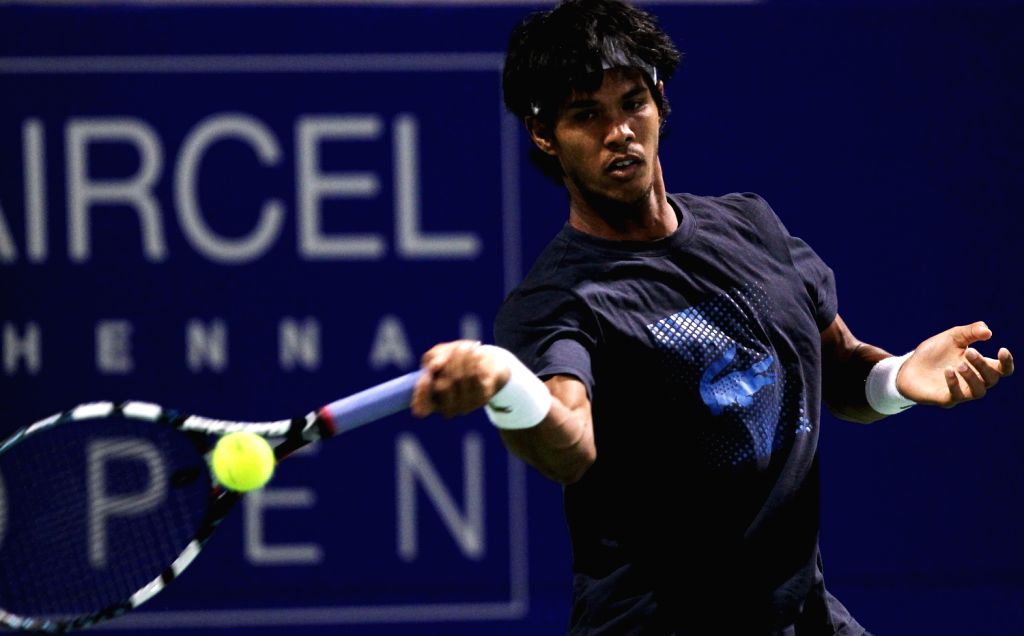 Indian Tennis player Somdev Devvarman during a practice session ahead ...