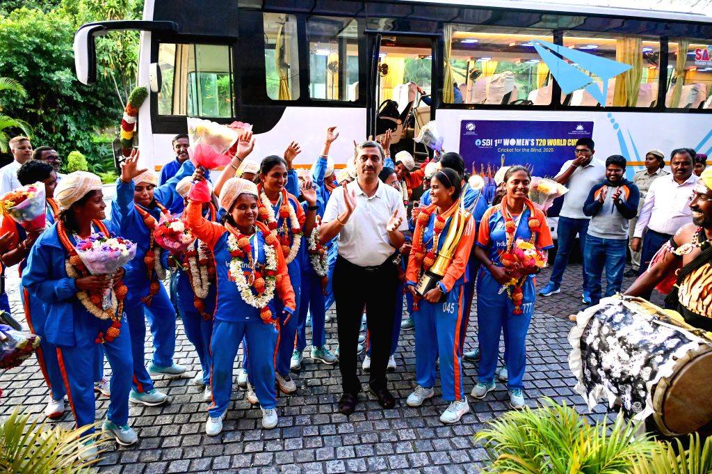 Indian women’s blind cricket team arrives after World Cup win
