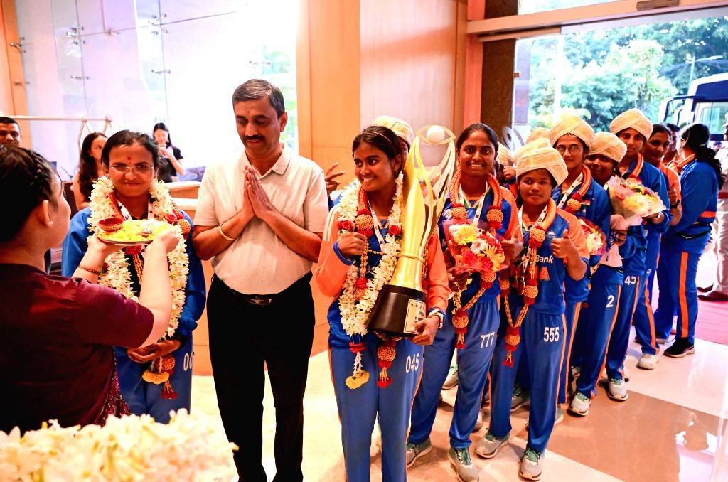 Indian women’s blind cricket team arrives after World Cup win