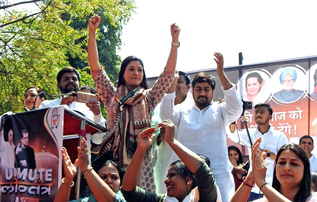 Indian Youth Congress workers stage a protest