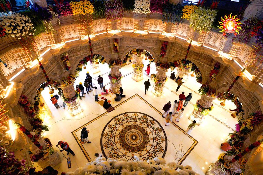 Inside view of the Ram Temple ahead of its consecration ceremony