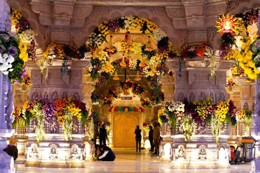 Inside view of the Ram Temple ahead of its consecration ceremony