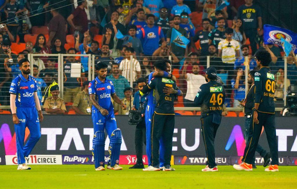 IPL 2024 T20 cricket match between Gujarat Titans and Mumbai Indians at ...