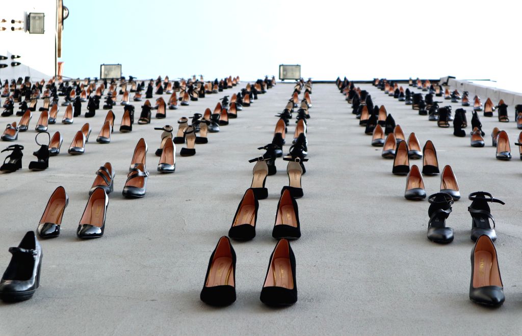 TURKEY-ISTANBUL-HIGH HEELS INSTALLATION-AWARENESS AGAINST MALE VIOLENCE