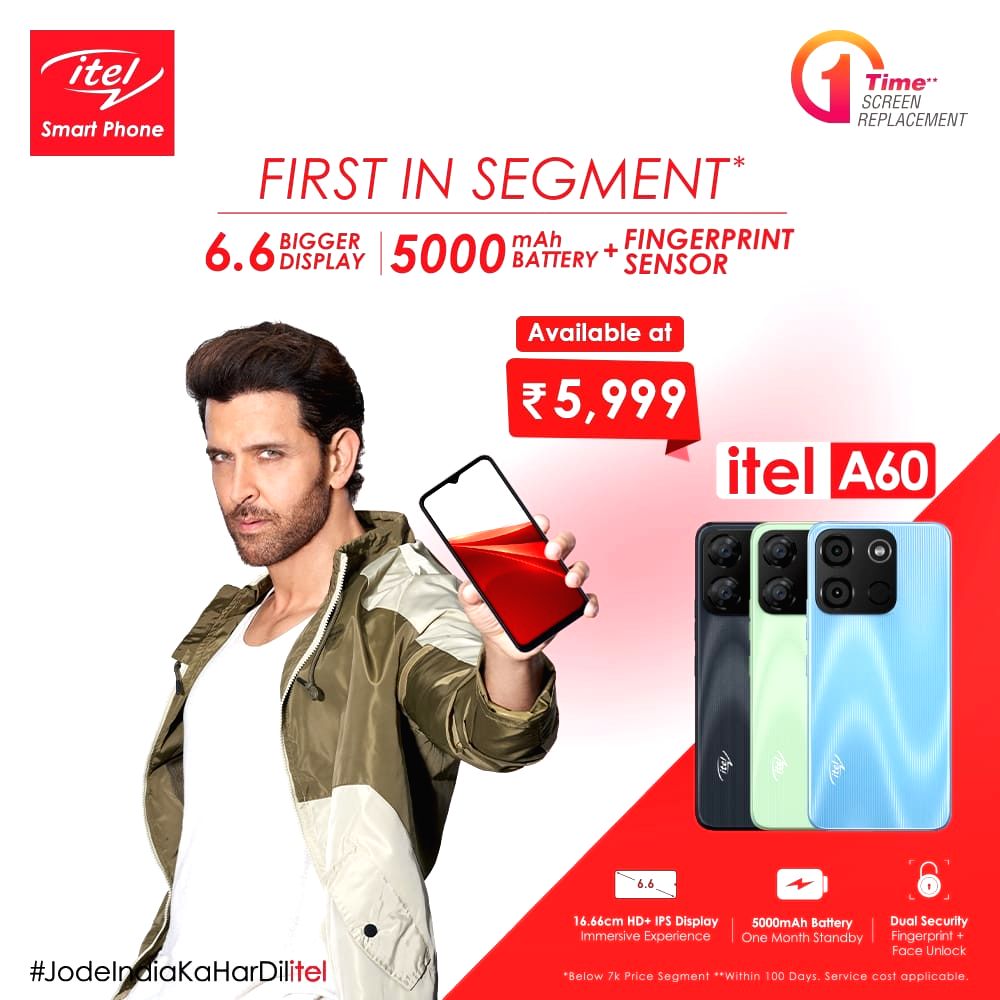 itel launches A60 smartphone with 6.6-inch HD display, 5000mAh battery ...