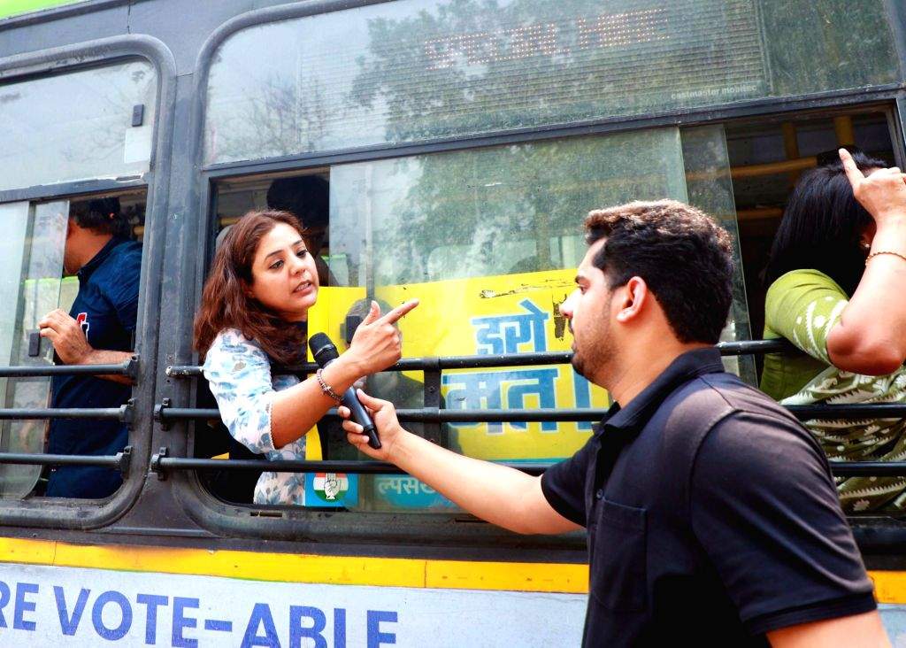 IYC member Supriya Bhardwaj stages a protest