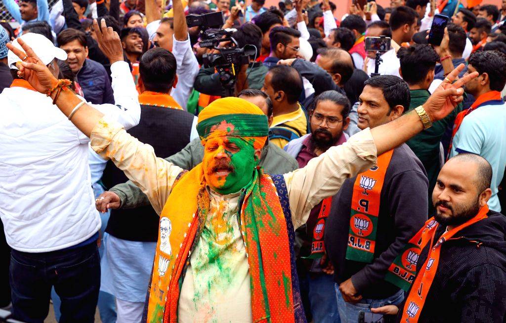 Jaipur : BJP workers and supporters celebrate the party's lead during ...