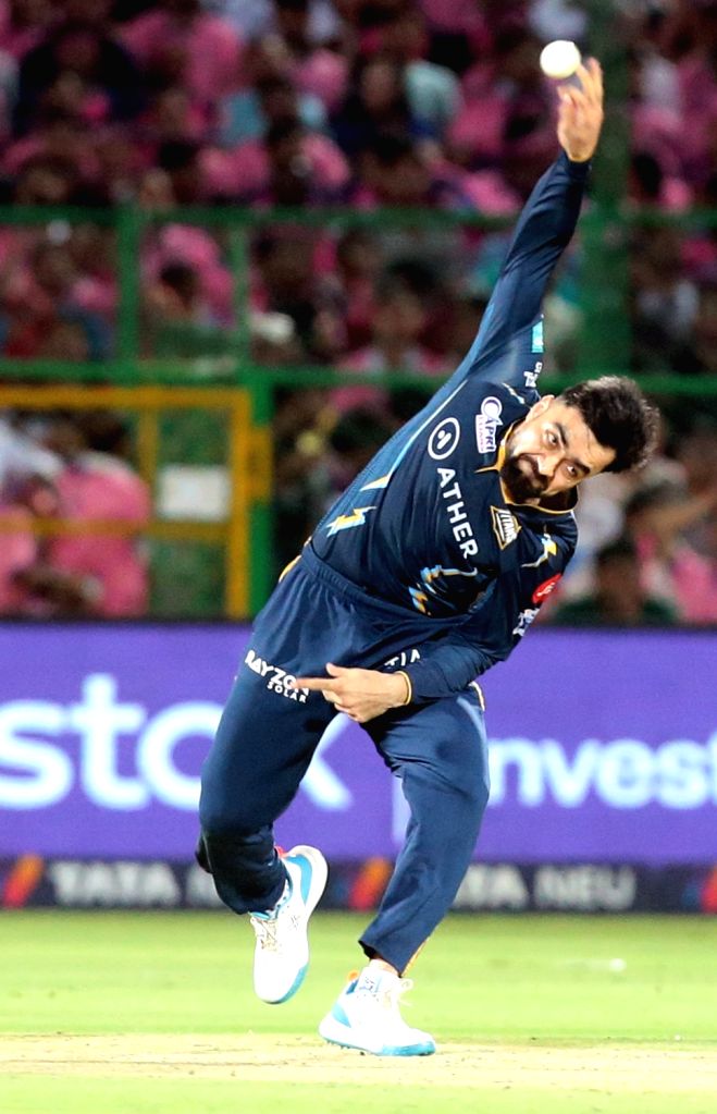 Jaipur : GT's bowler Rashid Khan bowls during the IPL 2023 match