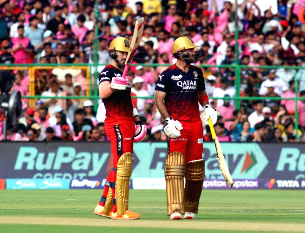 : Jaipur : RCB's captain Faf du Plessis celebrates his half-century ...
