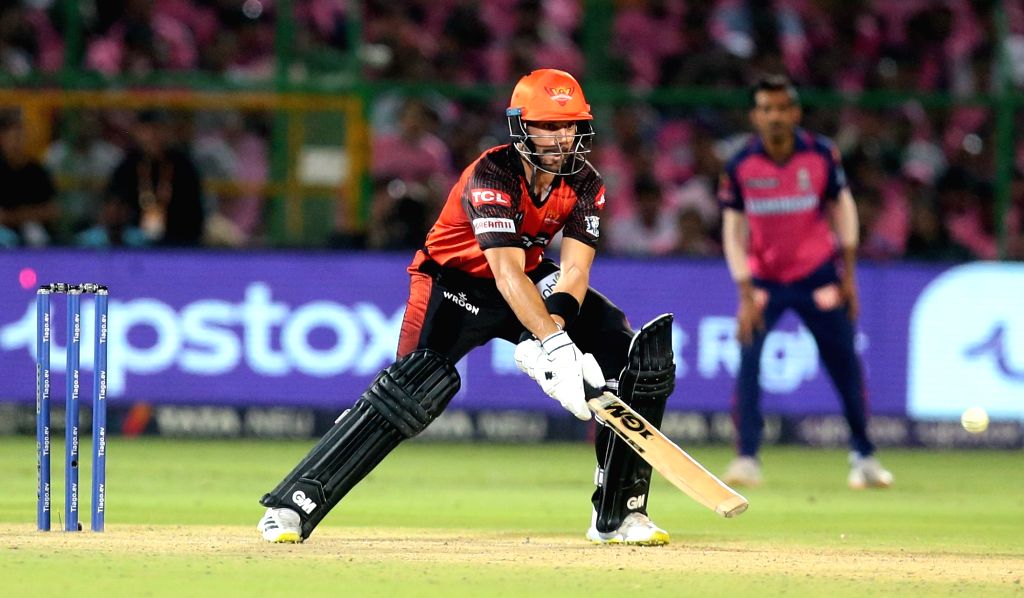 Jaipur : SRH's captain Aiden Markram plays a shot during the IPL 2023 match