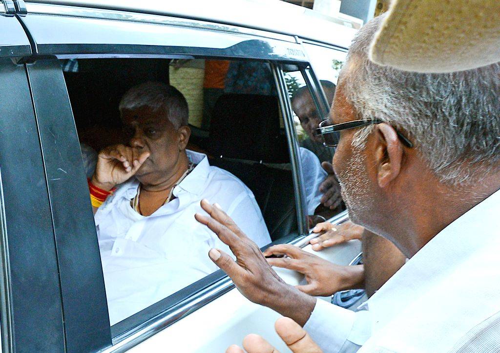 Janata Dal (Secular) MLA HD Revanna after he was released from jail