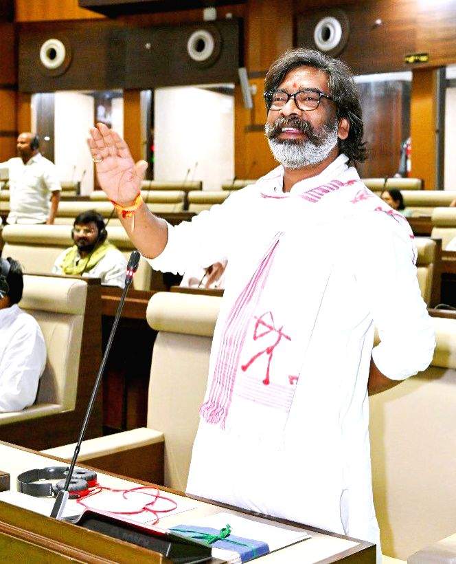 Jharkhand Chief Minister Hemant Soren speaks during the special session ...