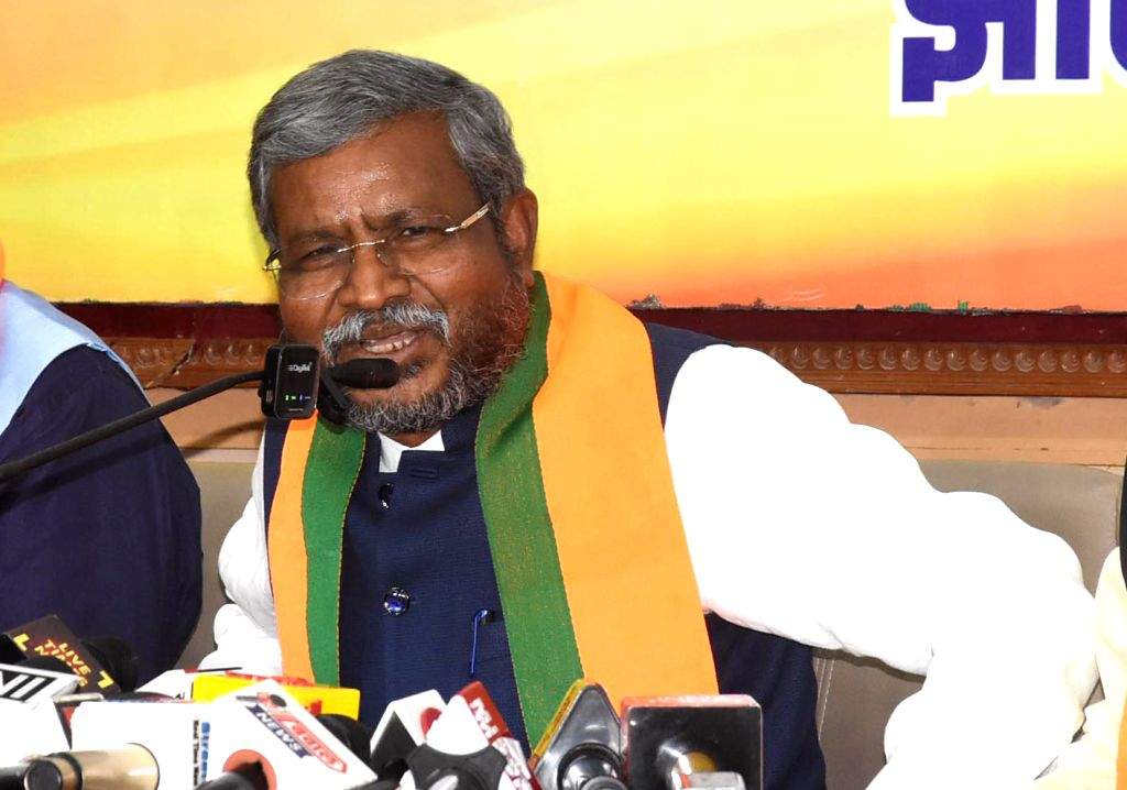 Jharkhand State BJP President Babulal Marandi addresses a press conference