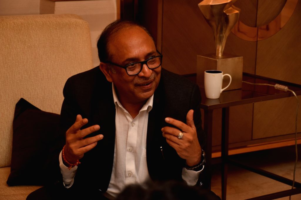Jindal Stainless' Vjay Sharma talks to media